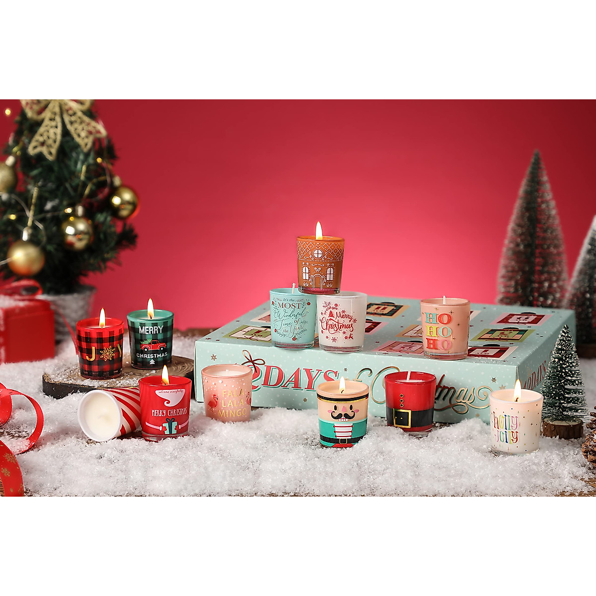 12 Days Christmas Scented Candles Gift Set for Women Advent Calendar Candle Gift 12PCS 1 oz Soy Wax Candles Christmas Birthday Gift for Men