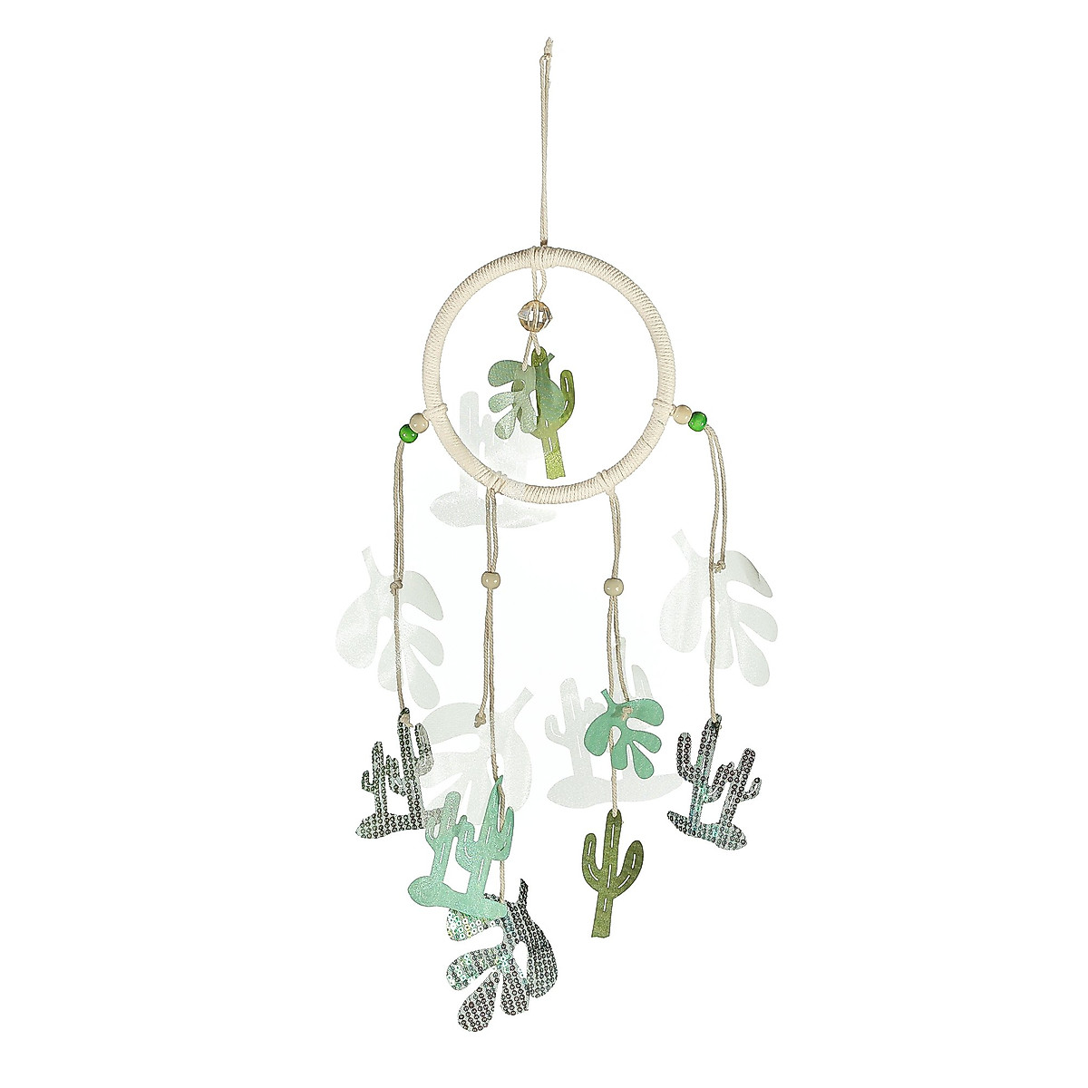 Roser Life Modern Wall Dream Catcher Decor Mobile,Handmade Hanging Boho Dream Catchers,for Bedroom Kids Baby Women Men Boys Girls Nursery Teepee Home Party Outdoor Garden Green Cactus,Pack of 1