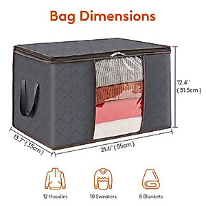 Lifewit 6 Pack 60L Clothes Storage Bag, Bundle with 3 Pack 35L Clothes Storage Bag Organizer, Grey
