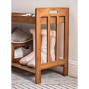 TAZSJG Natural Bamboo Shoe Rack with Seat Cushion, Shoe Rack, Hallway Bedroom Living Room