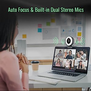 Angetube Streaming Webcam with Microphone: 1080P 60FPS USB Web Cam with Ring Light and Remote Control - HD Web Camera with 5X Digital Zoom Built in Privacy Cover,for PC|Computer|Laptop|Mac|Desktop