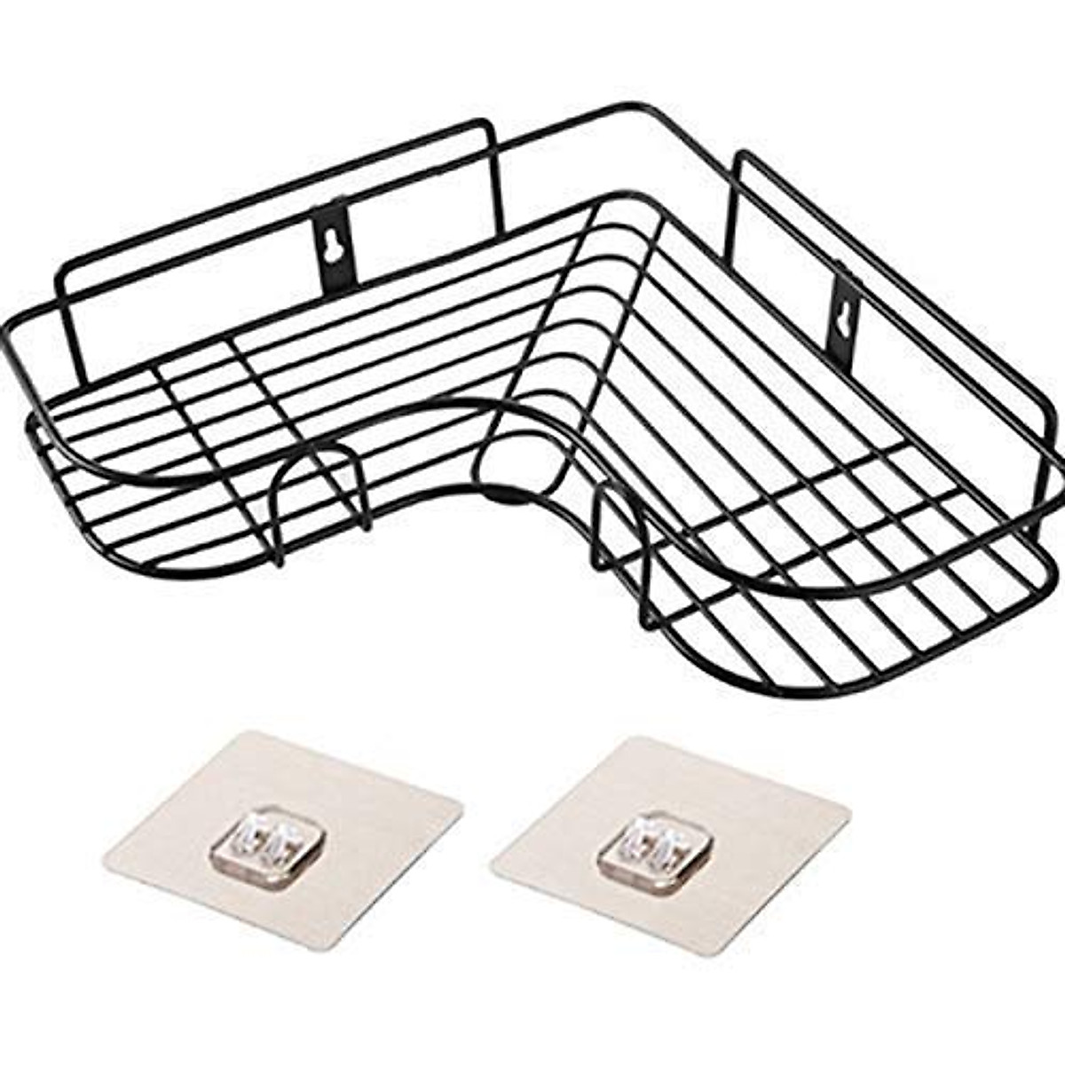 Ibuz.in Bathroom Shelf Adhesive Hooks Sticker Strong Hooks for Shower Caddy Basket Double Claw Wall Hooks Sticker for Kitchen Bathroom (7 x 7 cm) Pack of 8Pcs (8, Gold)