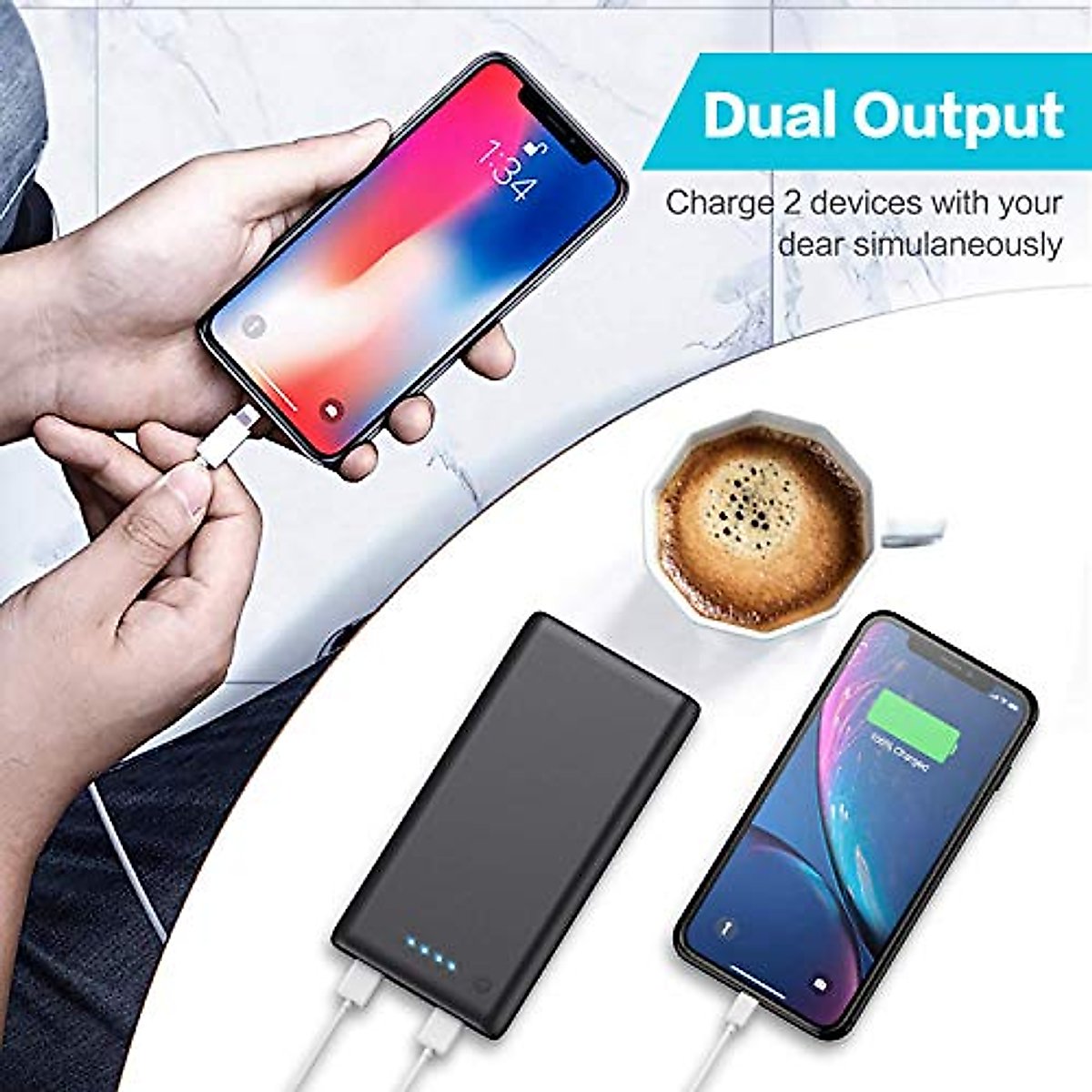 Portable Charger 26800mAh【2022 Upgrade High Capacity】Power Bank Ultra Compact External Battery Pack Backup with 4 LED Lights,Dual USB High-Speed Charging Compatible with iPhone 13 Samsung Android etc