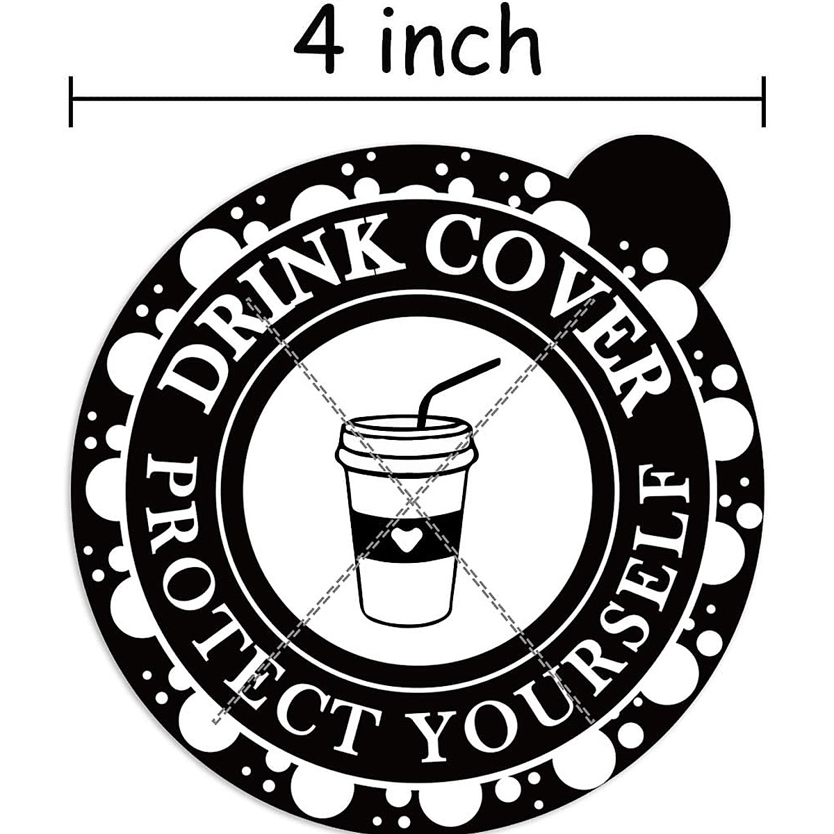 Alcohol Protection Drink Cup Cover Protector Stickers 4 Inch Disposable Drink Lid Stickers Adhesive Drinking Glass Cover Drink Protector for Drinks Protection 50 Pcs