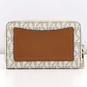 Michael Kors Jet Set Small Zip Around Card Case Vanilla/Acorn One Size