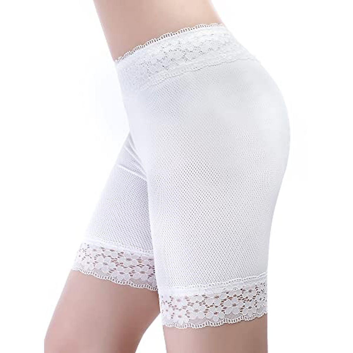 Lace Shorts Underwear Yoga Shorts Stretch Safety Leggings Undershorts for Women Girls (Black, Grey, White, Medium-Large)