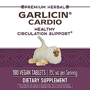 Nature's Way Garlicin Cardio SmartRelease Garlic, Healthy Circulation Support*, 180 Vegan Tablets