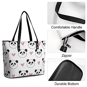 Womens Handbag Panda Patterns Leather Tote Bag Top Handle Satchel Bags For Lady