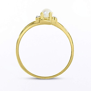 Direct-Jewelry 14k Yellow Gold Freshwater Cultured Pearl And Diamond Ring (Size 9)