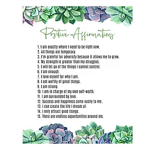 Positive Affirmations - Inspirational Wall Decor Print, Floral Motivational Wall Art For Living Room Decor Aesthetic, Home Decor, Office Decor, School, Dorm or Bedroom Decor, Unframed - 11x14