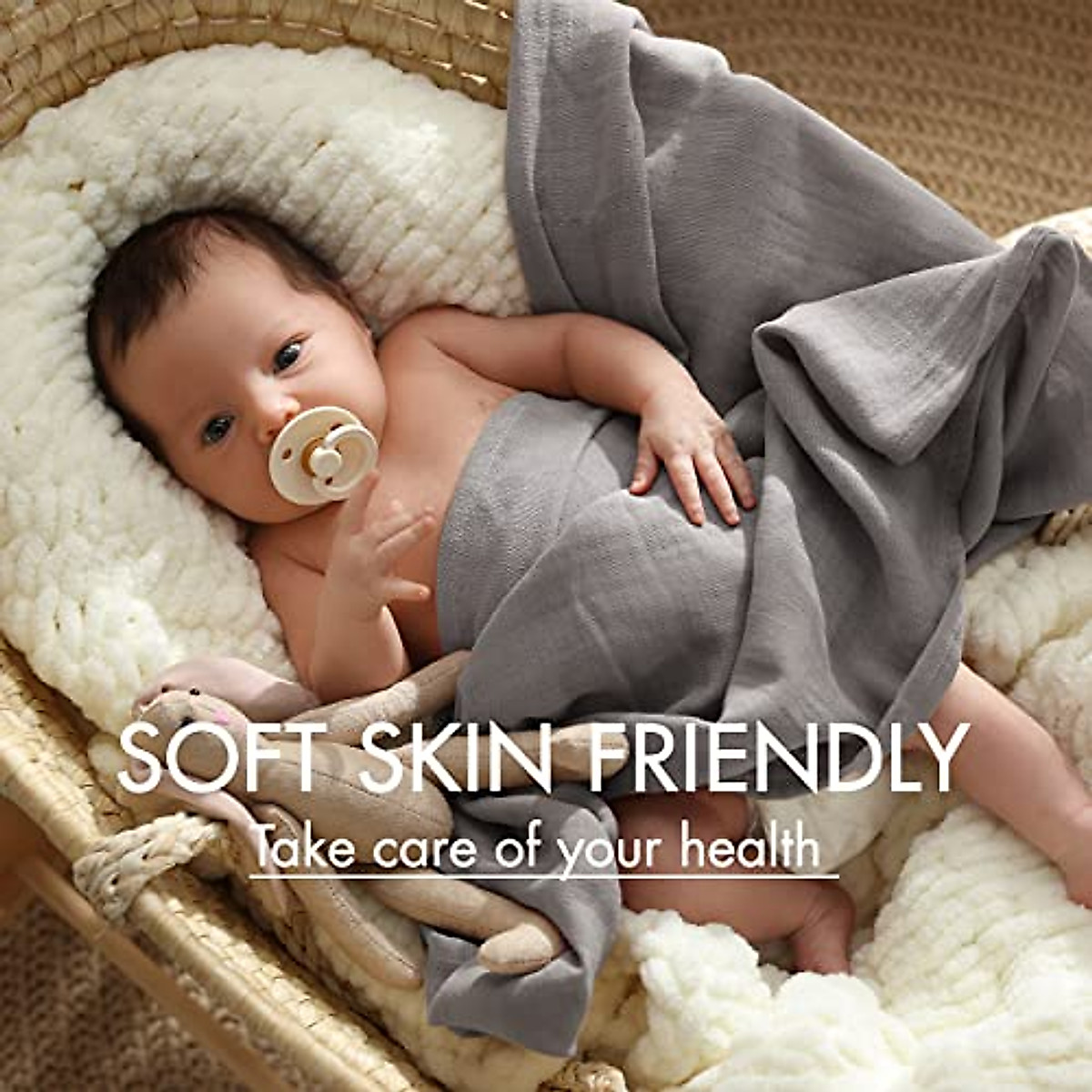 Baby Swaddling Blanket Muslin Burp Cloths for Unisex - 5 Pack Large 100% Cotton Infant Receiving Blanket Washcloths Burping Clothes Diapers for Newborn, Baby Girls and Boys, Toddler Gift