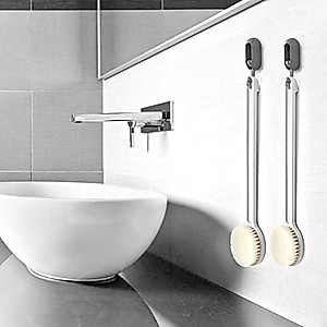 2Pack Back Scrubber for Shower, Qewro Stiff Bristles Dry Brushing Body Brush for exfoliating Back, Back Brush Long Handle for Shower Back Use Skin Washer Lymphatic Drainage, Bath Brush for Men Women