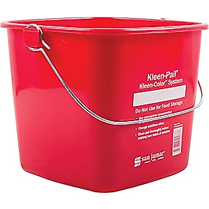 San Jamar KP196KCRD Kleen-Pail Commercial Cleaning Bucket, 6 Quart, Red