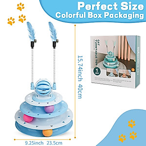 Goosheep Cat Toys Interactive Cat Toys for Indoor Cats Kitten Toys Interactive Cat Toy Cat Puzzle Toy Cat Ball Toy with 2 Cat Teasers (Blue)