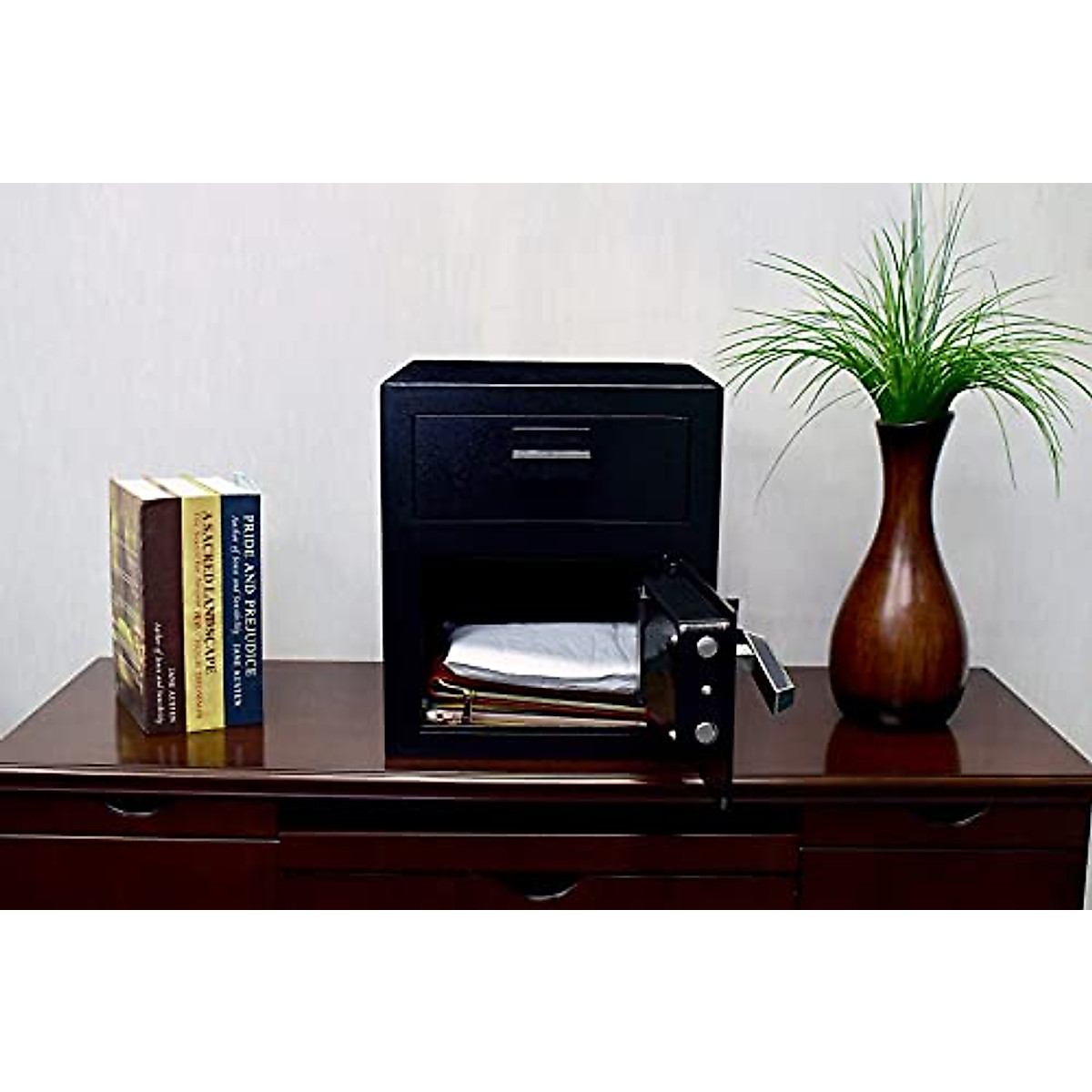 BARSKA AX13108 Biometric Keypad Digital Multi-User Security Business Depository Drop Safe with Front Load Drop Box for Money, Cash, and Mail