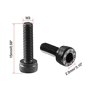 uxcell M3x12mm Screw Cap Point Hex Socket Screws Bolts 100Pcs