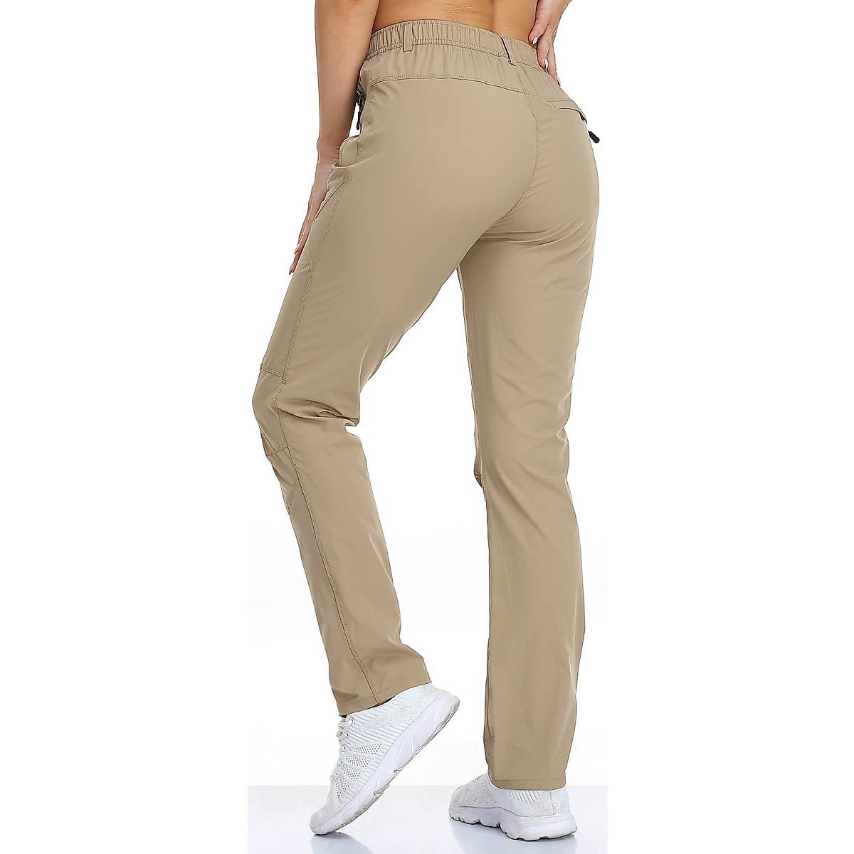 Womens Khaki Golf Pants Quick Dry Travel Nylon Cargo Waterproof Hiking with Pockets Small