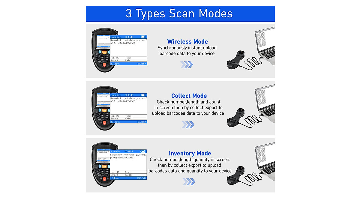 Wireless Barcode Scanner JRHC - Portable 1D & PDF Data Collector