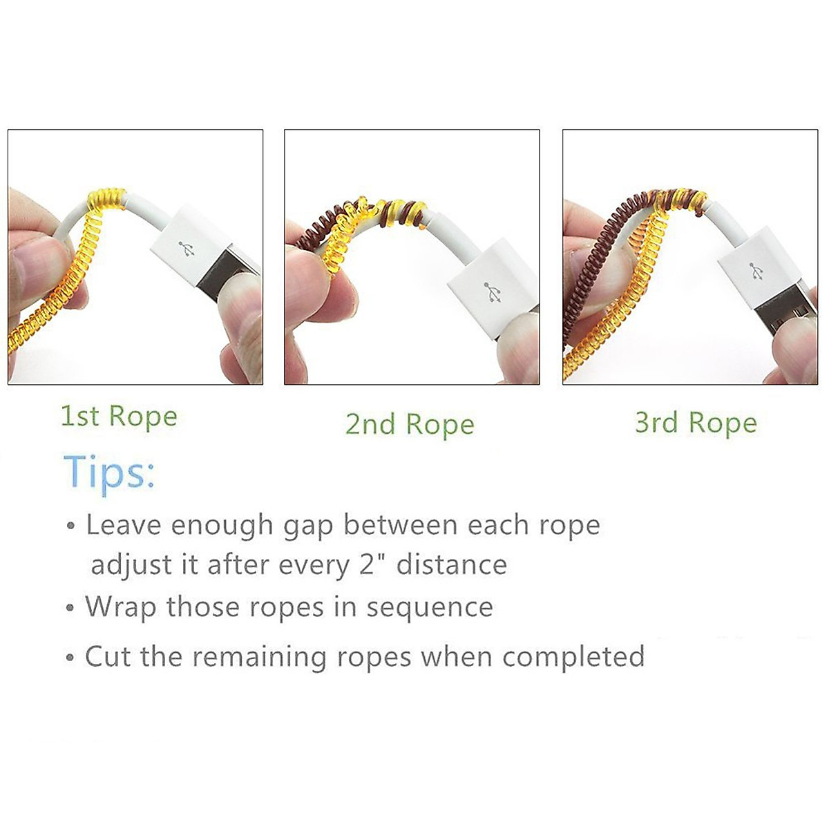 Rancco Cable Protector/Wire Repair/Pets Chew Cable Protector/Headphone Saver, 8 Pc Spiral Cable Strain Relief Cable Wrap Tube Charger Cord Sleeve, USB Date Cable Saver[3.9ft/pc]