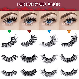 Cuckoo 20 Pairs False Eyelashes 3D Faux Mink Lashes Natural Look Wispy Fake Eyelashes,Fluffy Volume Long Thick Lashes Pack 4 Styles Mixed,with 2pc Eyelash Glue and Applicator Tool