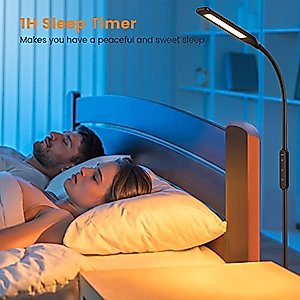 LED Floor Lamp, Laster Reading Standing Lamps with Remote and Touch Control for Living Room, Bedroom, Office with 4 Color Temperature & 4 Brightness Levels, 1H Timer & Memory Function