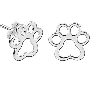 Sterling Silver Paw Print Stud Earrings