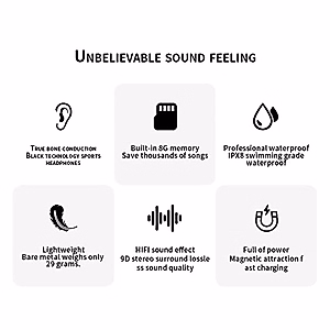 Bone Conduction Headphones, Swimming Headphones Built-in 8GB Memory, MP3 Sports Headphones Waterproof, Wireless Headphones Bluetooth 5.0, Ultra Light Open Ear Headphones for Swimming Running Gym