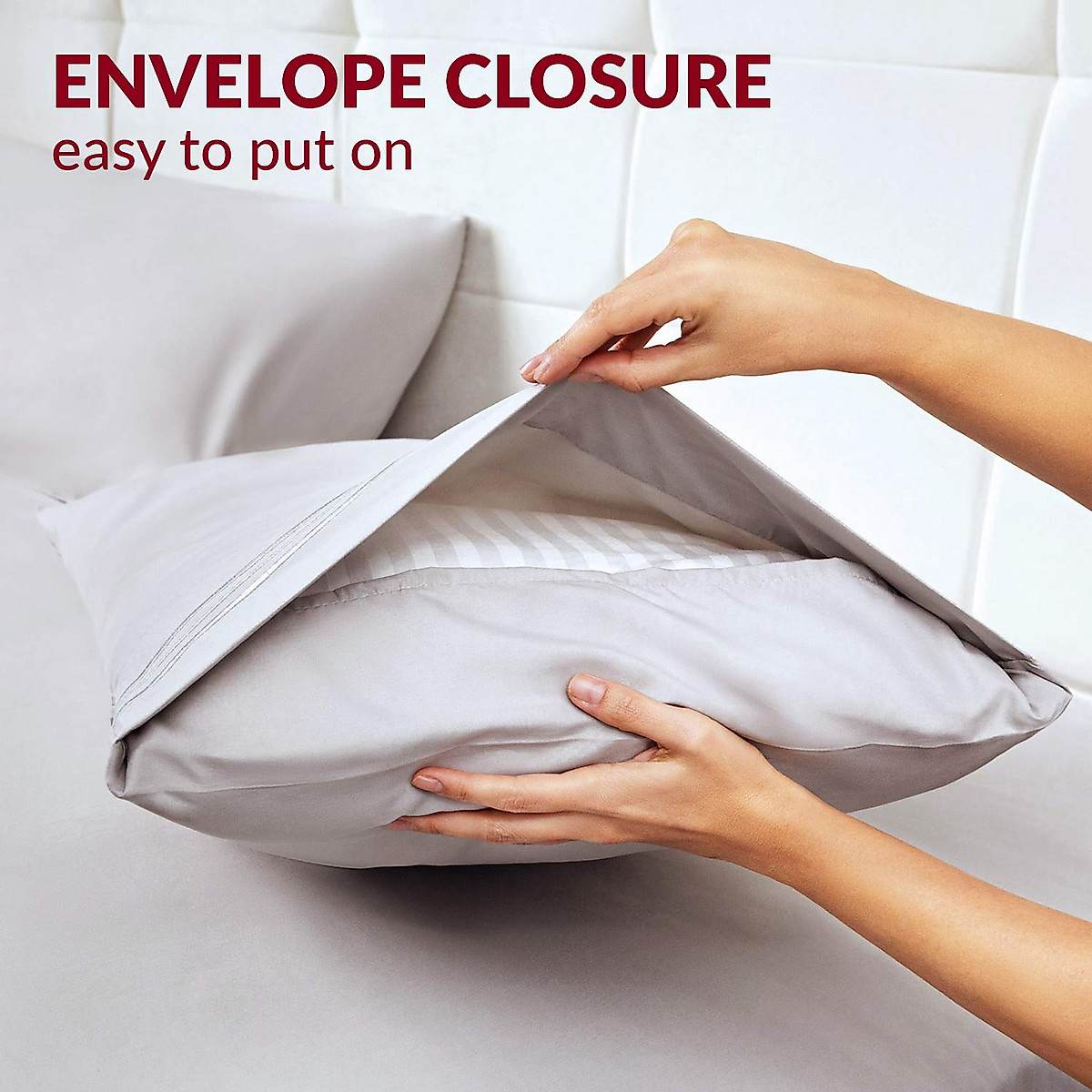 Mellanni Pillow Cases - Luxury, Extra Soft, Cooling Pillow Covers - 2 PC Iconic Collection Pillowcases - Envelope Closure (King 20" x 40", Gold)