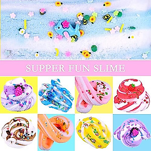 12 Pack Cloud Slime Kit, DIY Stress Relief Toy Cake Slime with Cute Slime Charms, Kids Party Favors Slime Putty Toys Gift