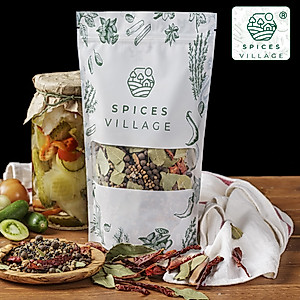 SPICES VILLAGE Pickling Spices [ 6.5oz ] - All Natural Fresh Dried Spices Mix for Pickles, Canning, and Corn Beef, Pickling Seasoning Blend Kit - Kosher, Gluten Free, Non GMO, Resealable Bulk Bag