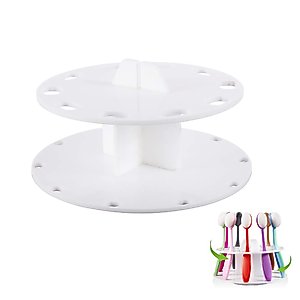 Yoseng 10 Hole Craft Brush Holder,Acrylic Spinning Storage Caddy Drying Rack Storage for Oval Ink Blending Brushes (White)