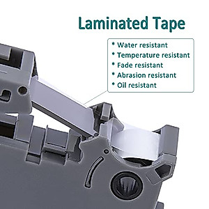 Hehua Tze Tz Tape 12mm 0.47 Laminated White Compatible for Brother Label Maker Tape TZe-231 TZe231 TZ-231 TZ231 1/2'' for Brother Ptouch PT D210 1880 H100 PTD400 PTH110 PTD600, Black on White, 6 Pack