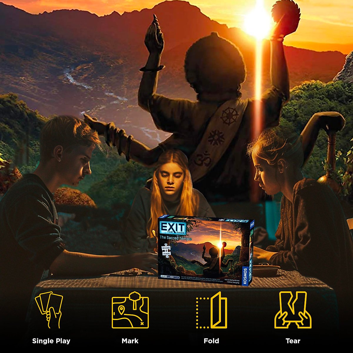 Exit: The Sacred Temple (with Jigsaw Puzzles) | Exit: The Game - A Kosmos Game | Family-Friendly, Jigsaw Puzzle-Based at-Home Escape Room Experience for 1 to 4 Players, Ages 10+