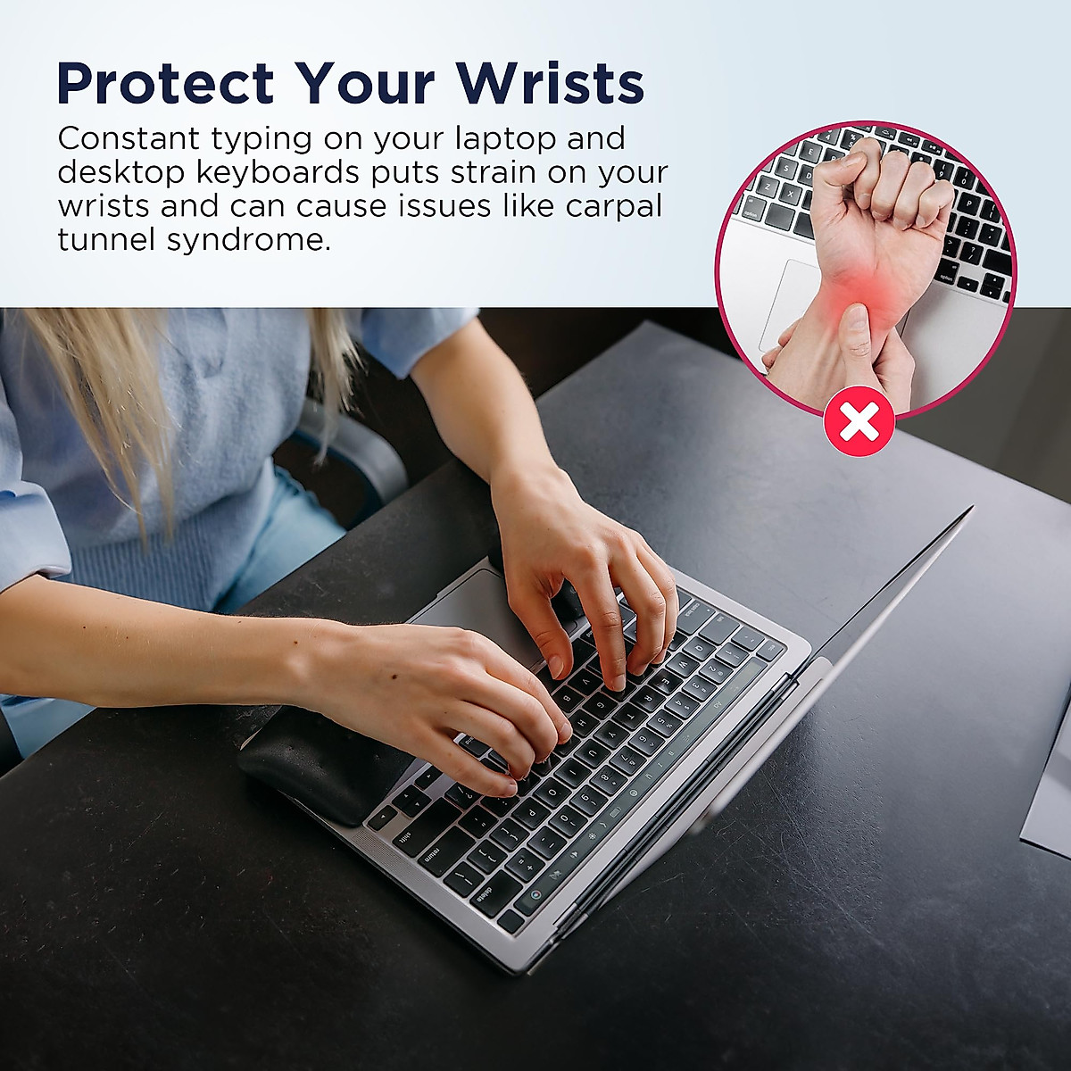 WavePads by PostureUp – Original Two Pack Adjustable Wrist Rests for Laptop and Keyboard Ergonomic Memory Foam Laptop Wrist Pads for Wrist Pain & Carpal Tunnel Relief, Memory Foam Wrist Support Pad