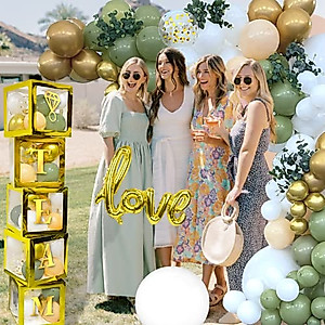 215 PC Bridal Shower Decorations Kit - Includes Balloon Arch & Boxes, A-Z Letters & More - Ideal for Sage Green Bachelorette Party, Olive Engagement and Wedding Shower
