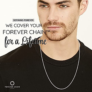 KISPER 24k White Gold Rope Chain Necklace –Thin, Dainty, White Gold Plated Stainless Steel Jewelry for Women & Men with Lobster Clasp, 22"