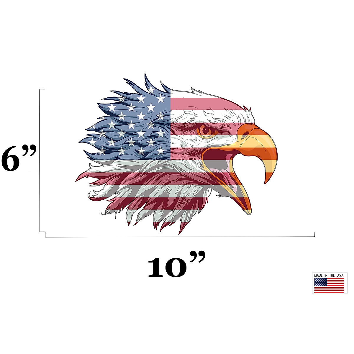 Rogue River Tactical Large 10"x6" American Eagle USA Flag Car Decal Window Die Cut Patriotic Auto Bumper Sticker Vinyl Decal for Car Truck RV SUV Boat Support US Military