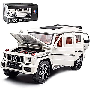 EROCK Exquisite car Model 1/24 Benz G63 AMG Model Car, Zinc Alloy Pull Back Toy car with Sound and Light for Kids Boy Girl Gift (White)