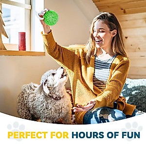 3.5” Large Dog Toys Ball, 6 Pack Squeaky Dog Toys, Durable Dog Toys for Aggressive Chewers, Spiky Dog Ball for Clean Teeth and Training, Fetch Toys for Large Dogs, Puppy Chew Toys for Teething