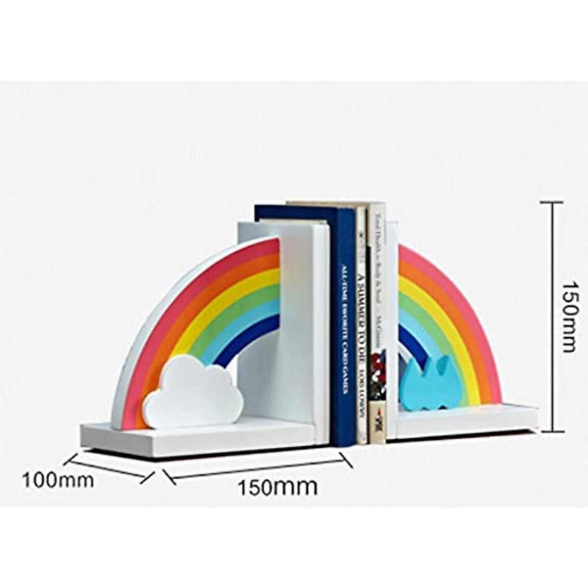 Tbkoly Rainbow Wood Bookend Book Ends Economy Universal Nonskid Heavy Duty Bookend Shelves Office Bookend Book EndNatural
