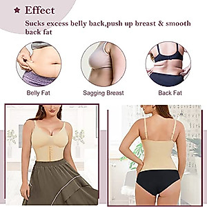 RDSIANE Body Slimming Tank Top For Women V-Neck Cami Shaper Waist Trainer Shapewear Top Tummy Control Beige