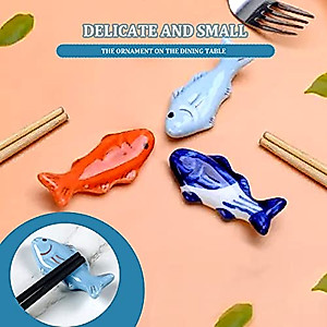 9Pcs Ceramic Chopstick Rest Fish Shape Chopsticks Rack Stand Spoon Fork Knife Holder Rack Desktop Tableware Decorations Kitchen Tools