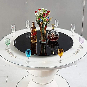 27inch Black Tempered Glass Lazy Susan Turntable For Dining Table, Large Swivel Tray Serving Plate With Flat Polished Edge, Easy To Clean (Size : 68cm/27")