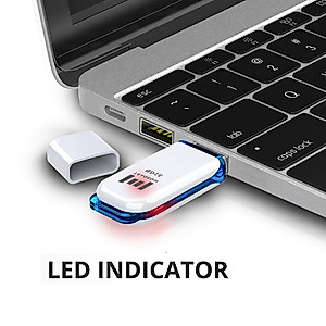 MOSDART 32GB USB2.0 Flash Drive, with LED Light and Lanyards, FAT32 Memory Stick for Computers, System Backup, Data Storage, Orange and Blue(Pack of 2)