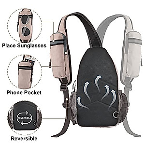 Fancosni Sling Bags for Women Men, Crossbody Sling Backpack, Chest Bag Lightweight Shoulder Bag, Multipurpose Sling Bag for Travel, Hiking, Shopping, Walking, Biking, Cycling, Earphone Hole, Beige
