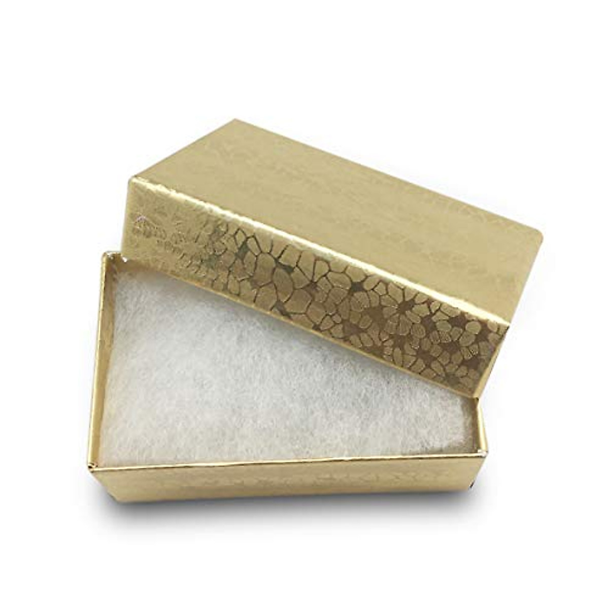 TheDisplayGuys 100-Pack #21 Cotton Filled Cardboard Paper Jewelry Box Gift Case - Gold Foil (2 5/8" x 1 5/8" x 1")
