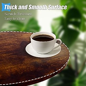 C-Shaped End Table, Snack Side Table for Couch, End Table for Small Space, Rustic Brown and Black C Table with Metal Frame, Sofa Side End Table, Small Table for Living Room, Bedroom, Sitting Room