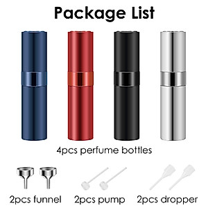 Saiveina 8ml Travel Perfume Atomizer Bottles Refillable, Mini Fragrance Bottles for Perfume, Empty Cologne Sprayer Pocket Perfume Dispenser(4 Pack)