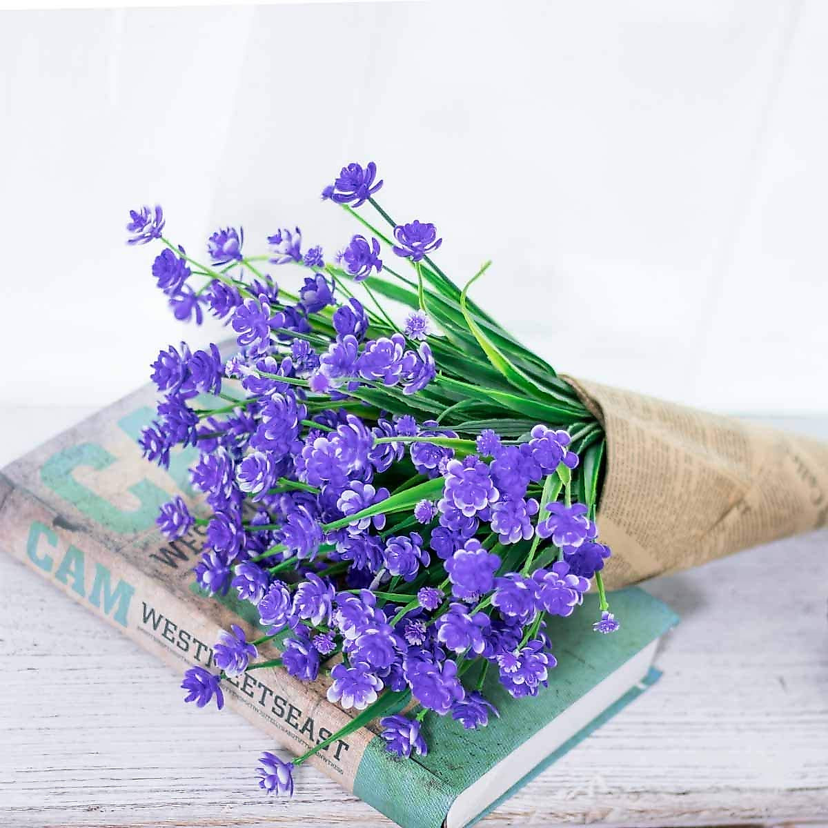 Artificial Flower Greenery Plants for Home Kitchen Dining Room Hanging Planter Garden,4 Bundles (8PCS, Purple)