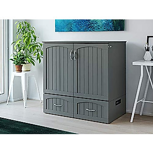 AFI Southampton Murphy Bed Chest with Charging Station, Twin XL, Grey
